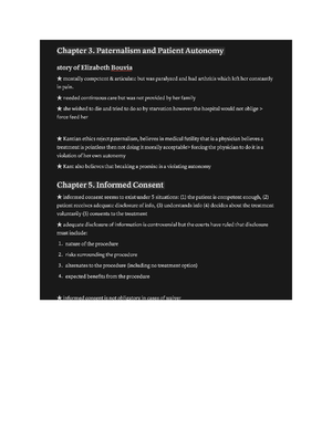 Bioethics- Vaughn, Lewis Chapter 3-6 - BIOE 601 - Studocu