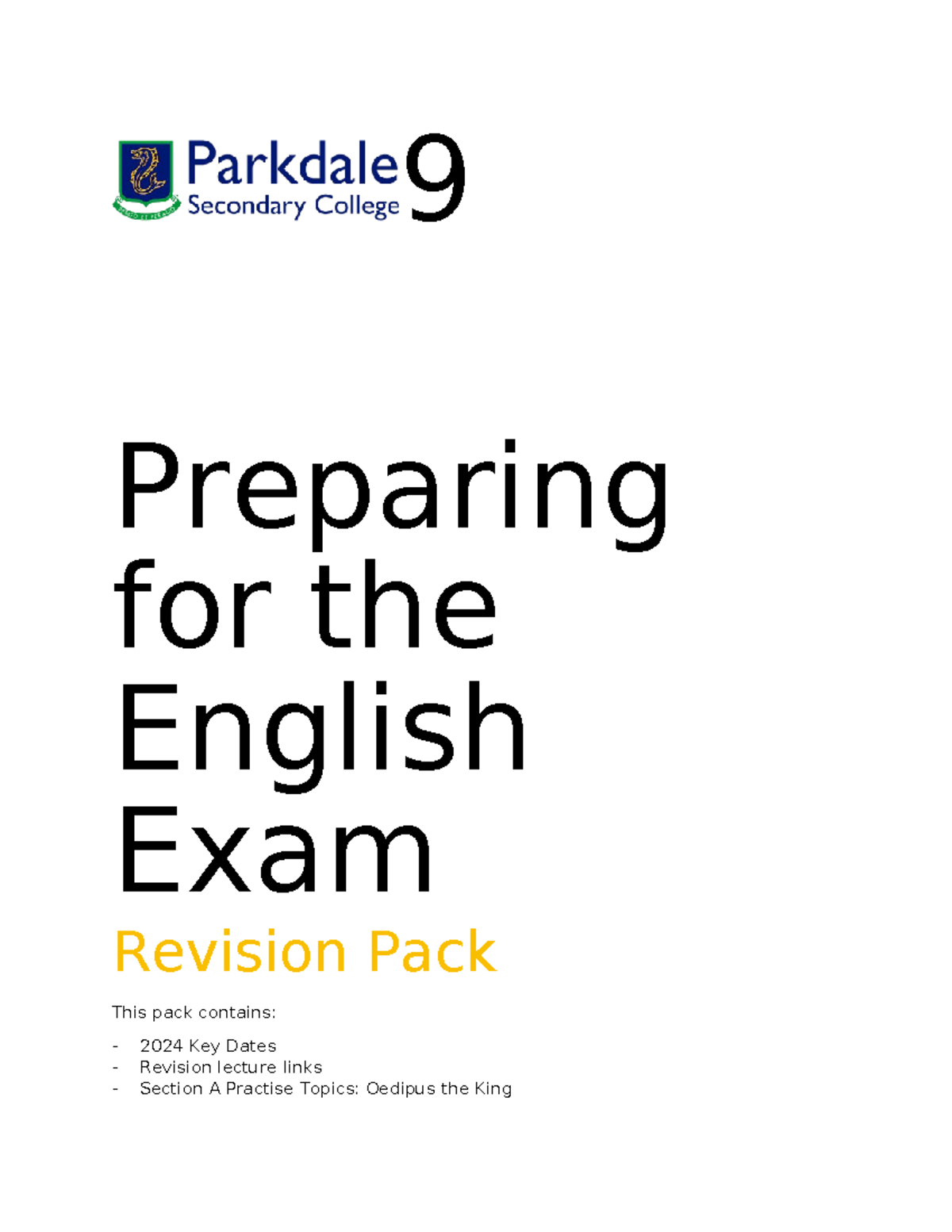 2024 English Exam Revision Pack - 9 Preparing for the English Exam ...