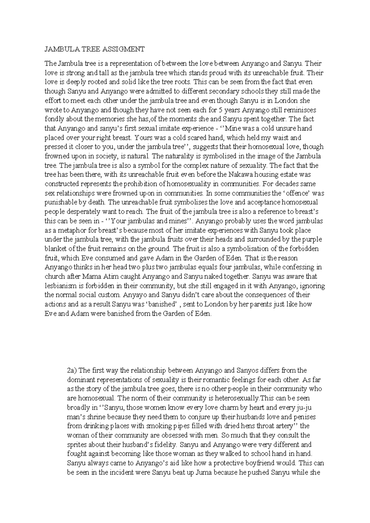 Jambula TREE Assigment - JAMBULA TREE ASSIGMENT The Jambula tree is a ...