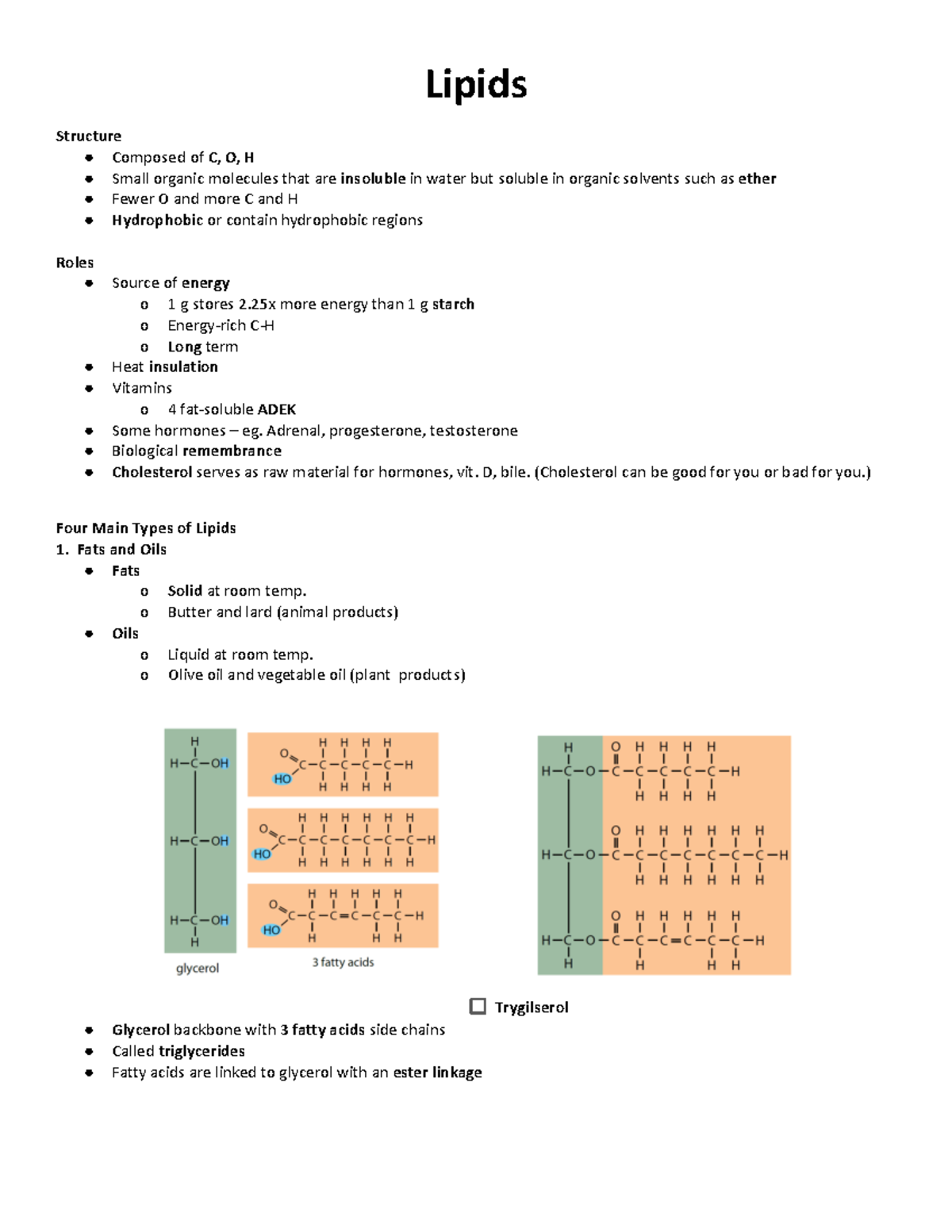 Grade 12 Bio Lipids 2 - Lipids Structure ï Composed of C, O, H ï Small ...
