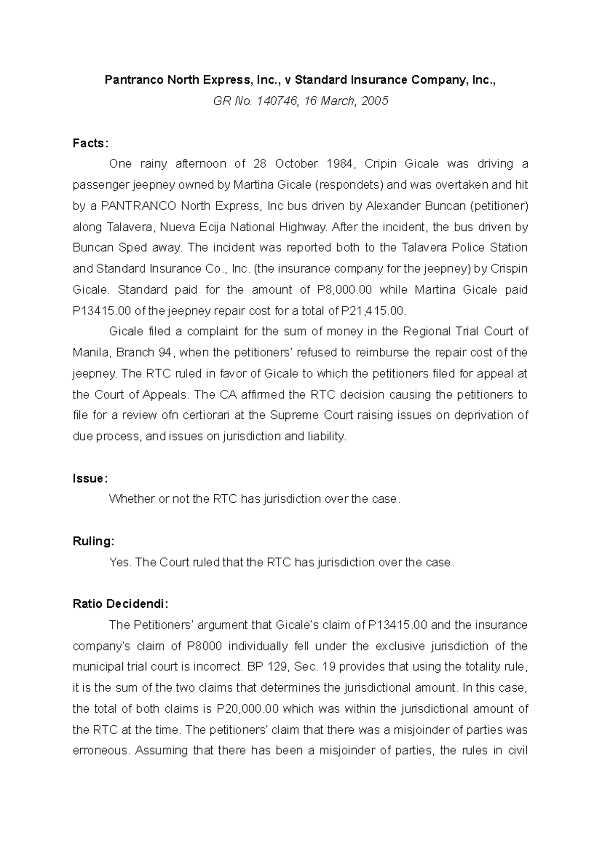 Pantranco to Manangha - cases in law - Pantranco North Express, Inc., v ...