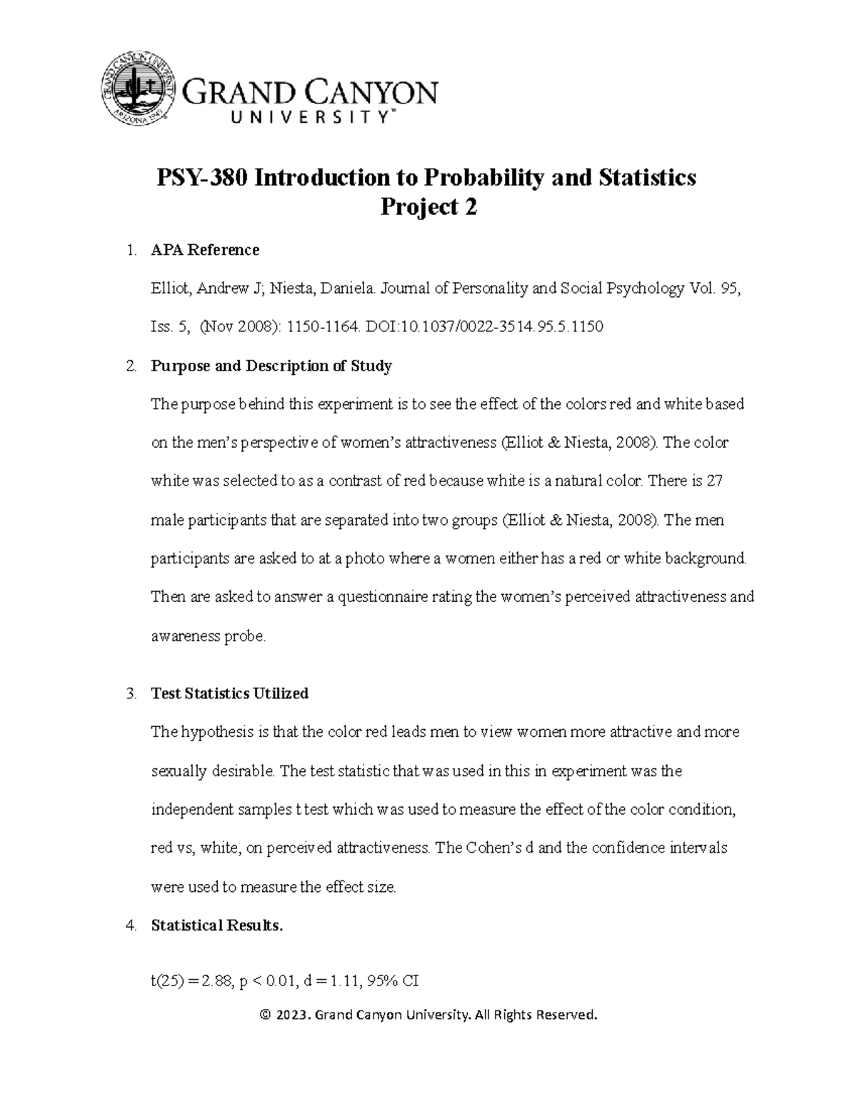 Project 2 vreyes - an assignment for PSY-380 - PSY-380 Introduction to ...