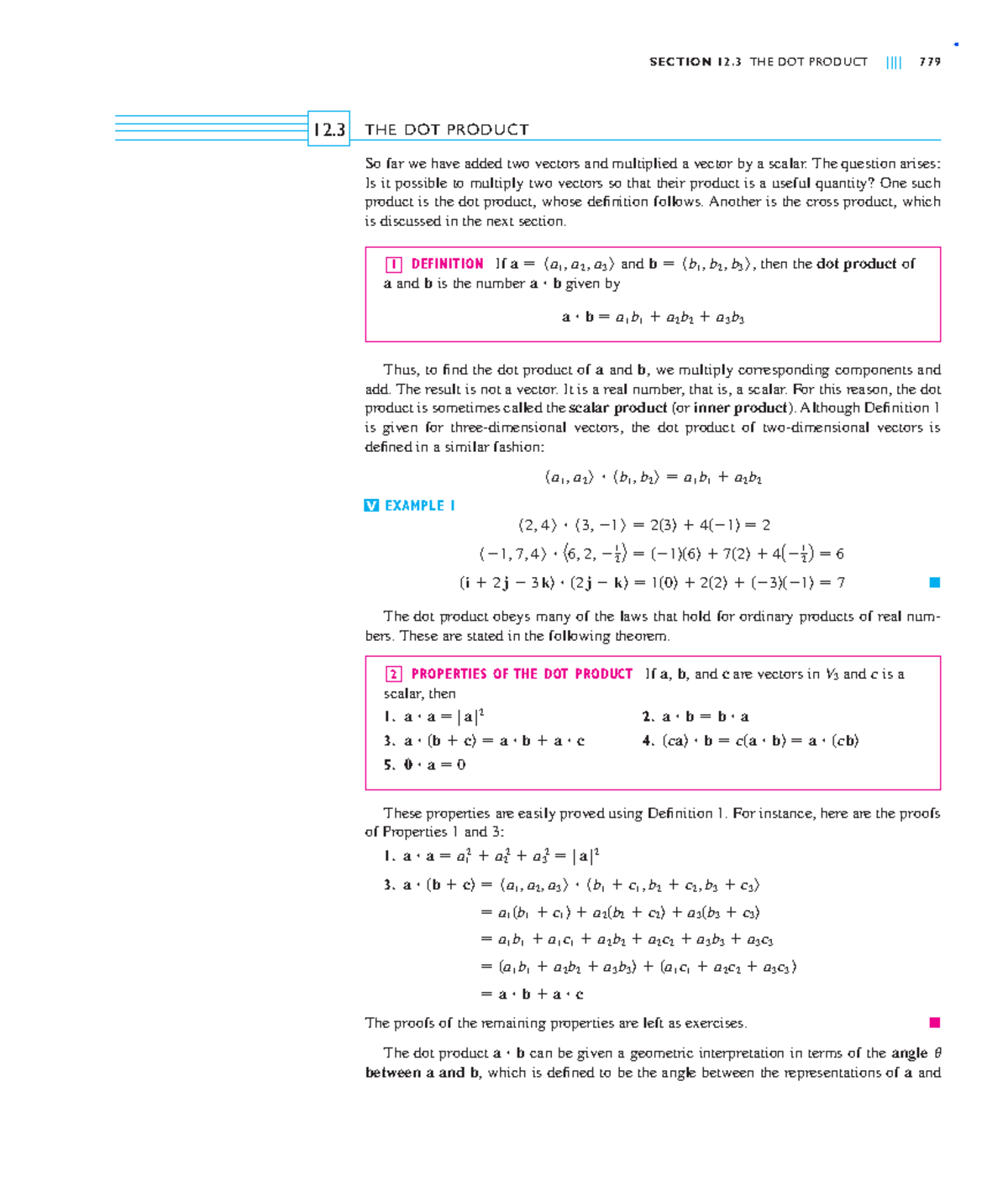 Math ch 12-3 - math work - ####### THE DOT PRODUCT ####### So far we ...