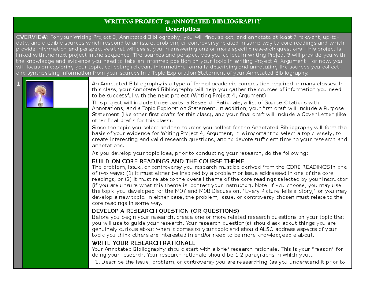 Writing Project 3 Annotated Bibliography - WRITING PROJECT 3: ANNOTATED ...