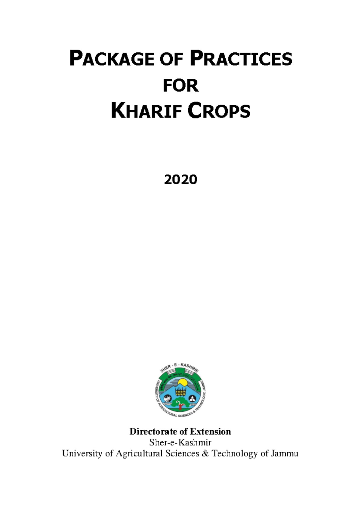 Kharif Po P 2020 - Good work - PACKAGE OF PRACTICES FOR KHARIF CROPS ...