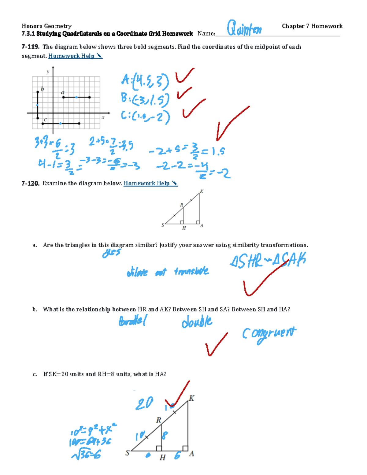 7.3.1 HW - Dmsm - Honors Geometry Chapter 7 Homework 7 .3 Studying ...