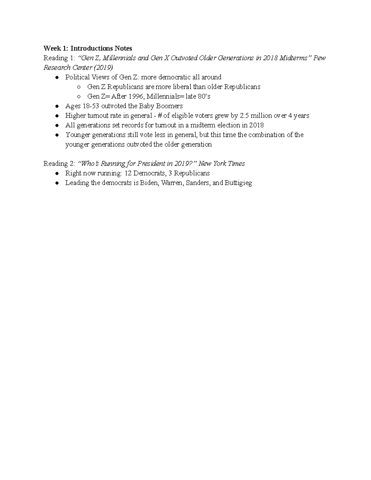 Week 1 Introductions- Reading Notes - Week 1: Introductions Notes ...