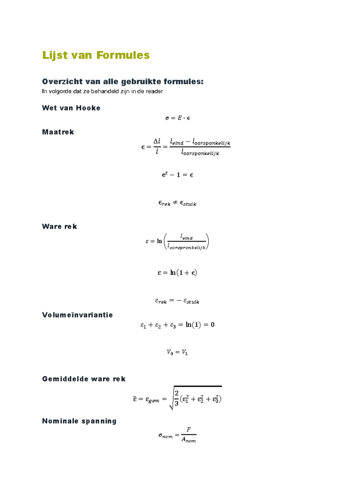 Lijst van Formules - Samenvatting Industriële Automatiseringstechniek ...