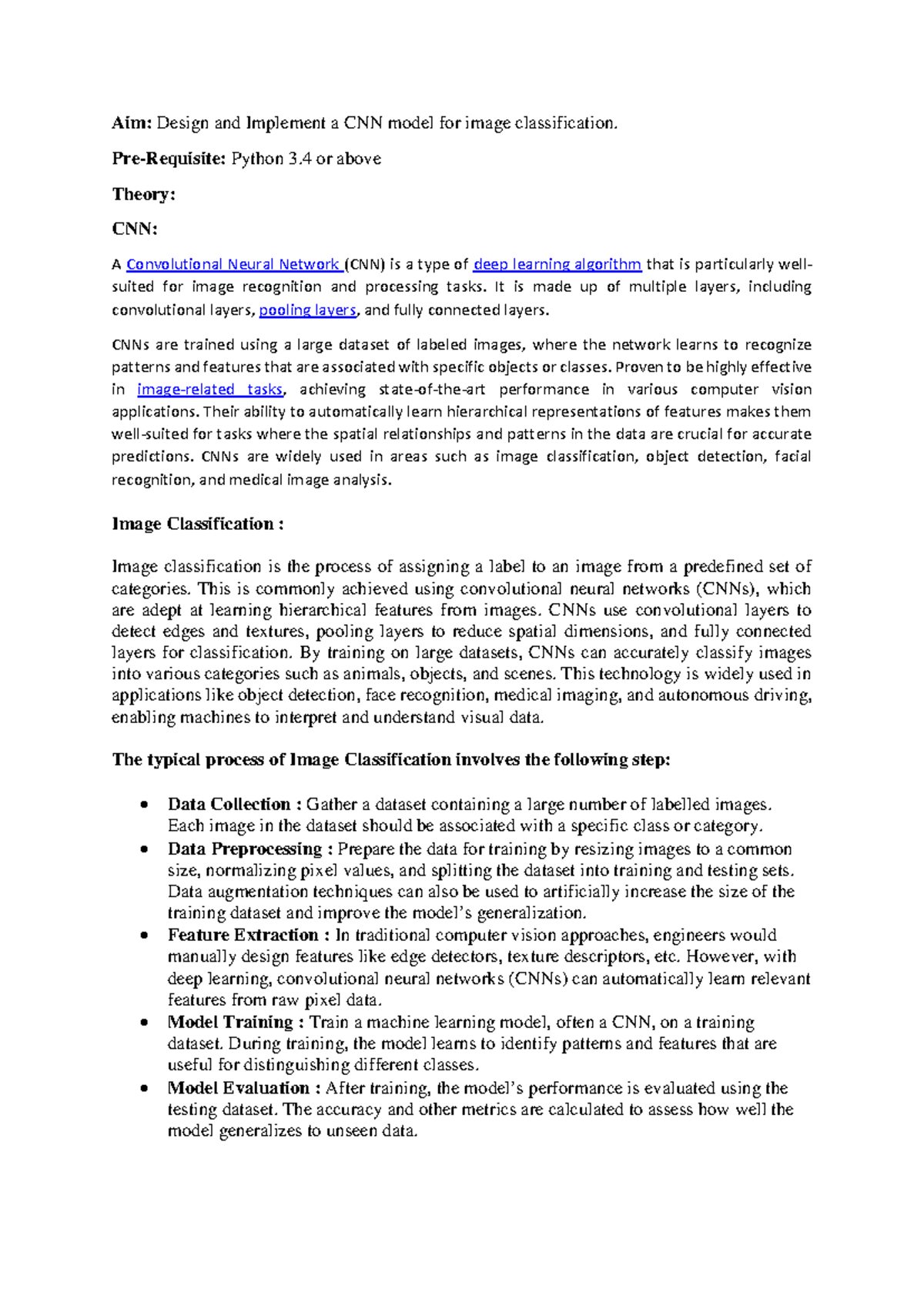 Exp 9 Dl Experiment Aim Design And Implement A Cnn Model For Image