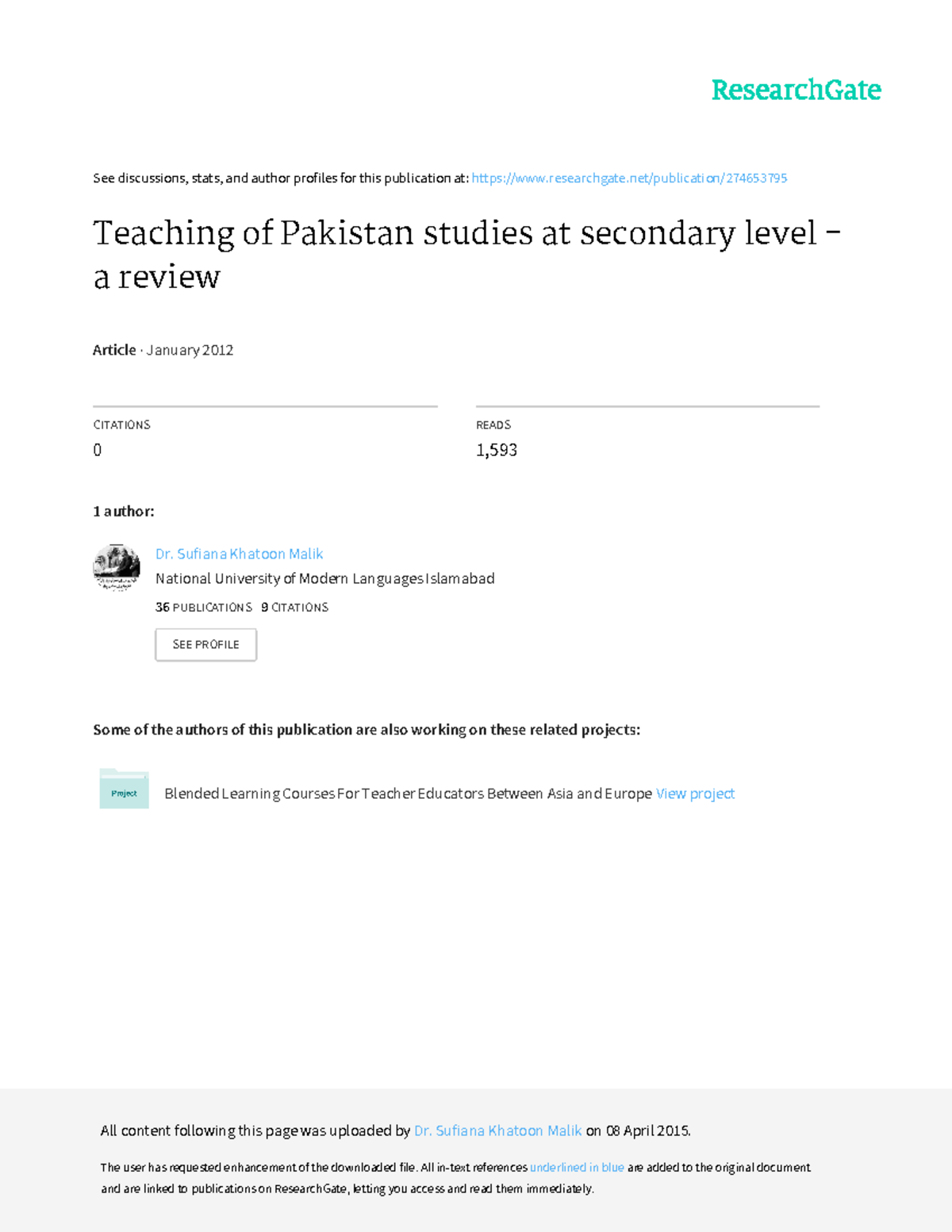 Pak studies - See discussions, stats, and author profiles for this ...