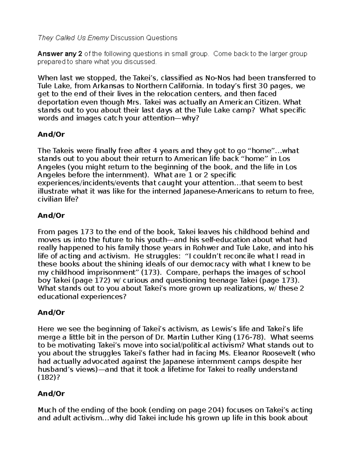 They Called us Enemy questions - They Called Us Enemy Discussion ...