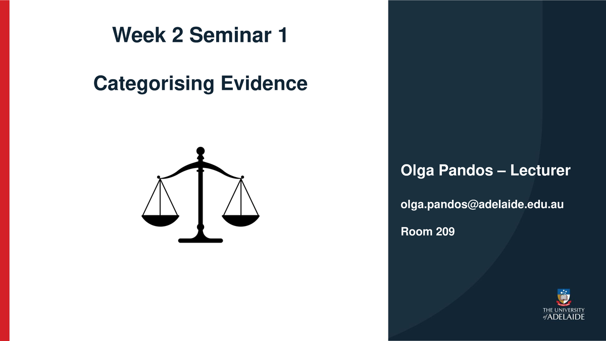 Week 2 Seminar 1 - Week 2 Seminar 1 Categorising Evidence Olga Pandos ...