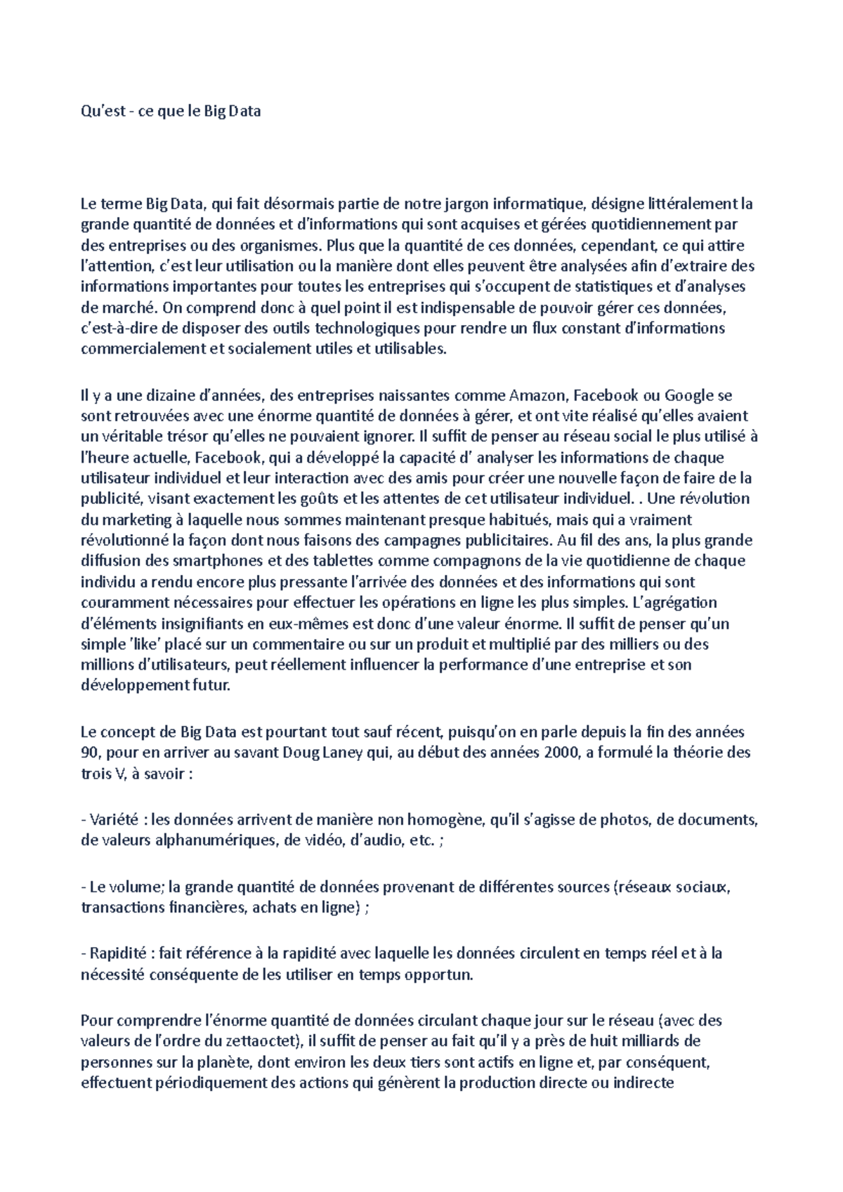 Qu'est - ce que le Big Data - partie 1 - Qu'est - ce que le Big Data Le ...