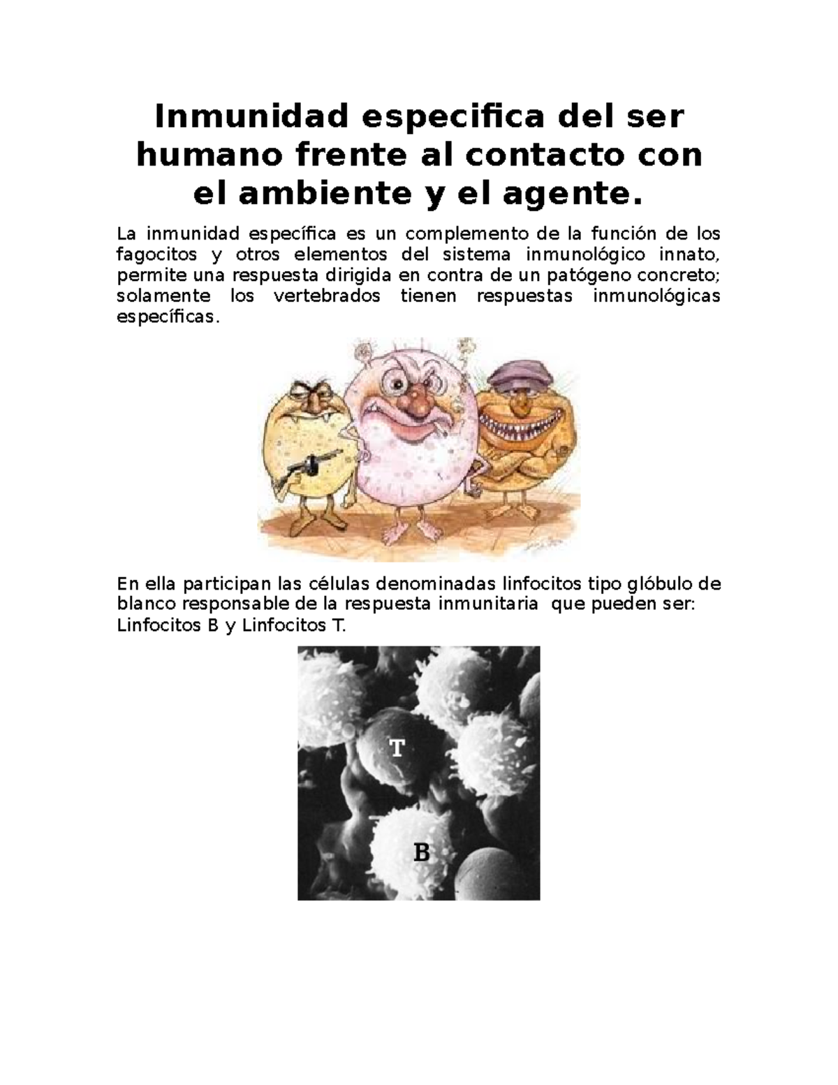 8.- Inmunidad especifica del ser humano frente al contacto con el ...