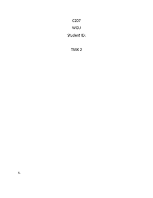C207 task 1 - Passed - C WGU Student ID: TASK 1 A. Business Question ...