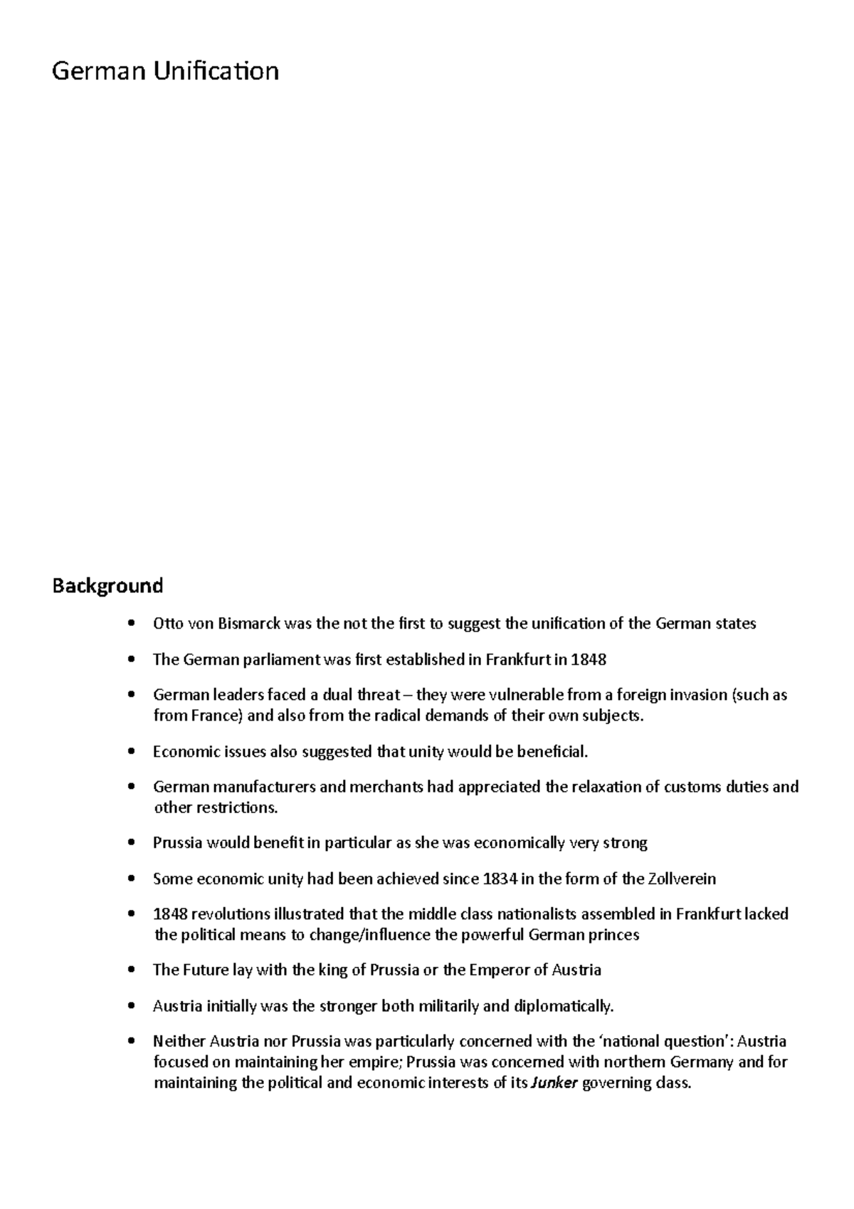 German Unification syllabus - German Unification Background Otto von ...