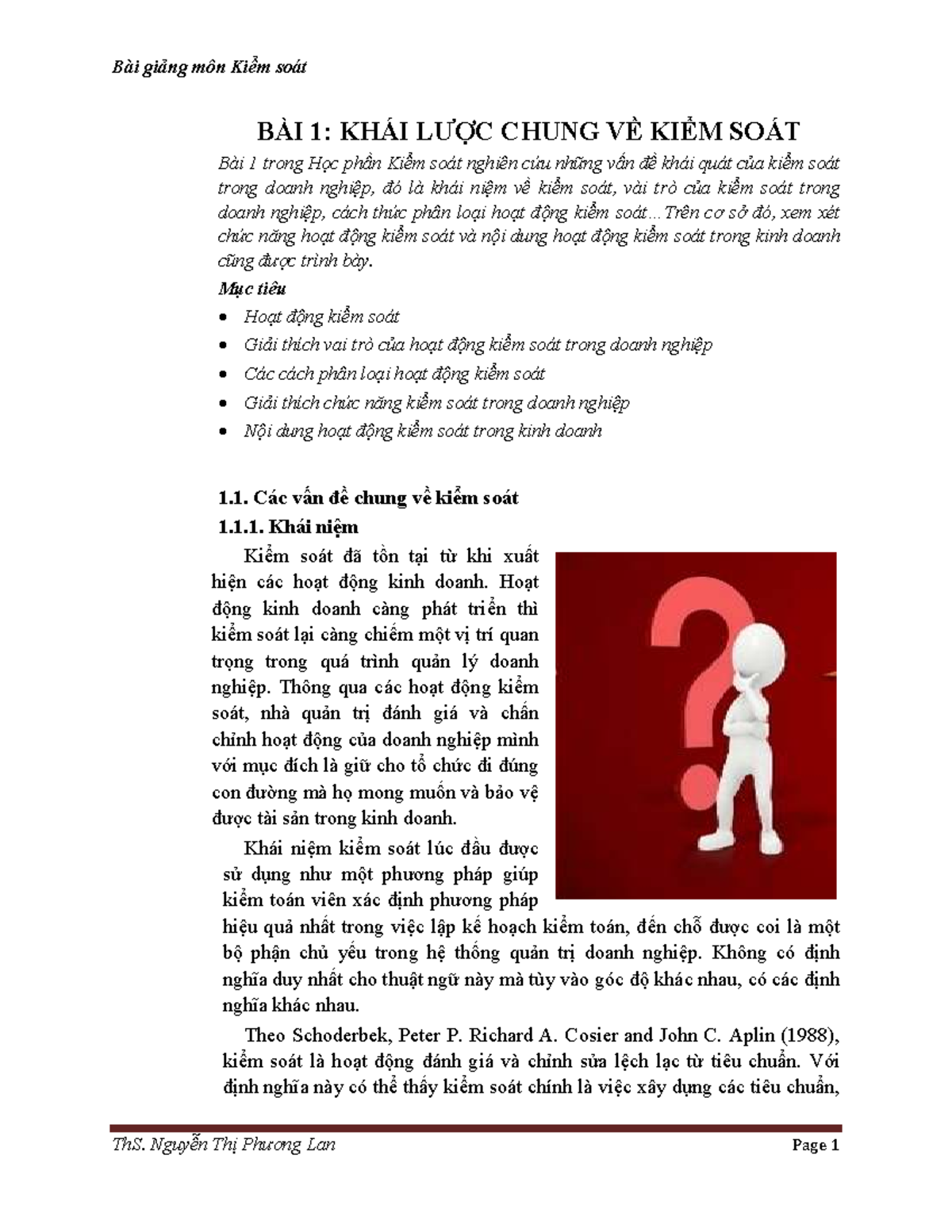Bai giang Kiem soat - Th.S Nguyen Thi Phuong Lan - BÀI 1: KHÁI LƯỢC ...