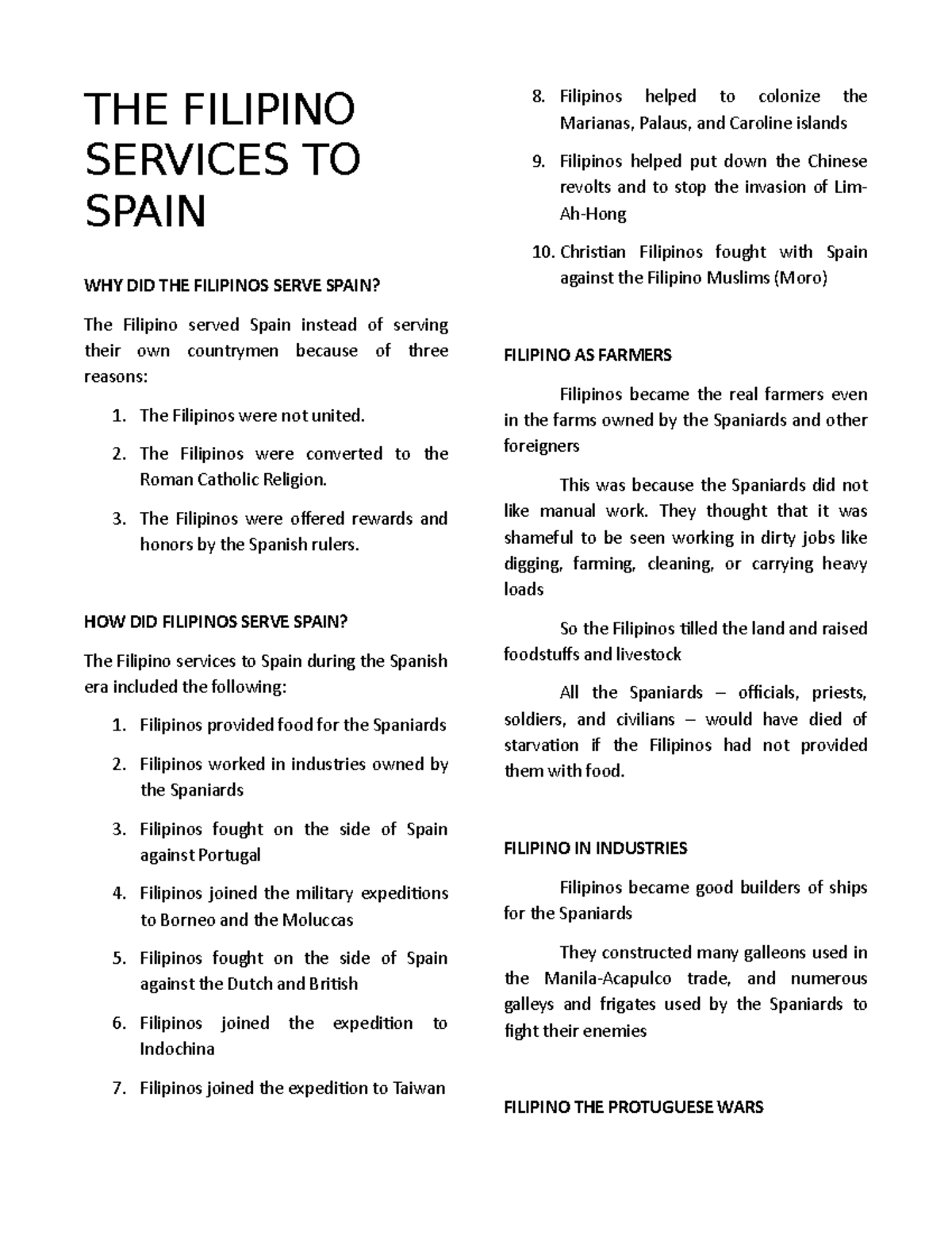 Filipino Services TO Spain reviewer - THE FILIPINO SERVICES TO SPAIN ...