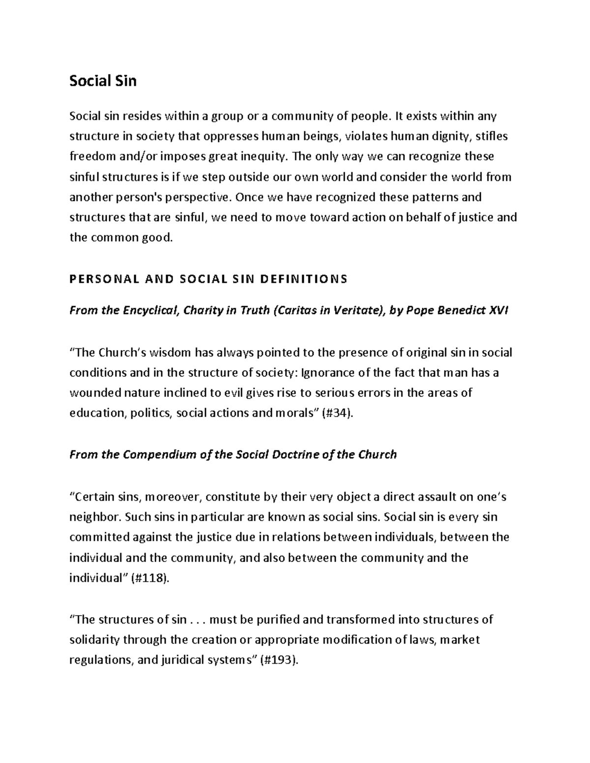 1 Social Sin - Social Sin Social sin resides within a group or a ...