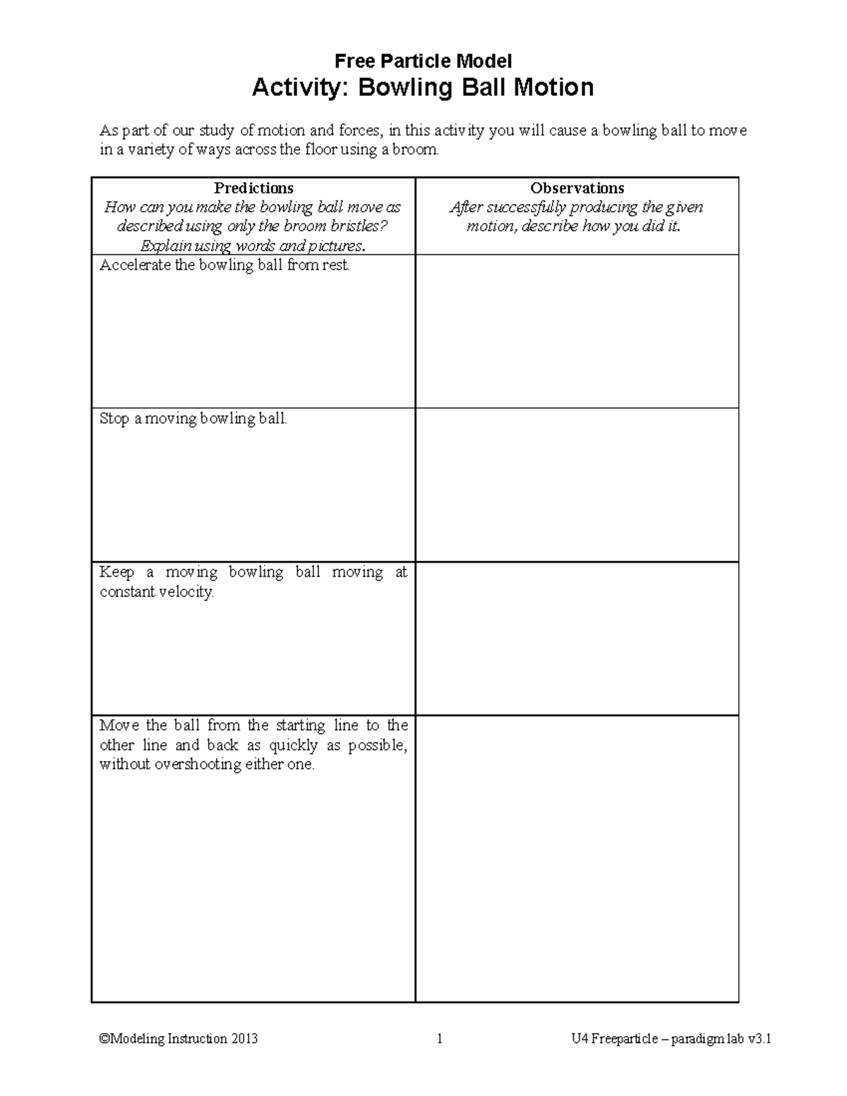 01 U4 paradigm lab - Unit 4 - Free Particle Model Activity: Bowling ...