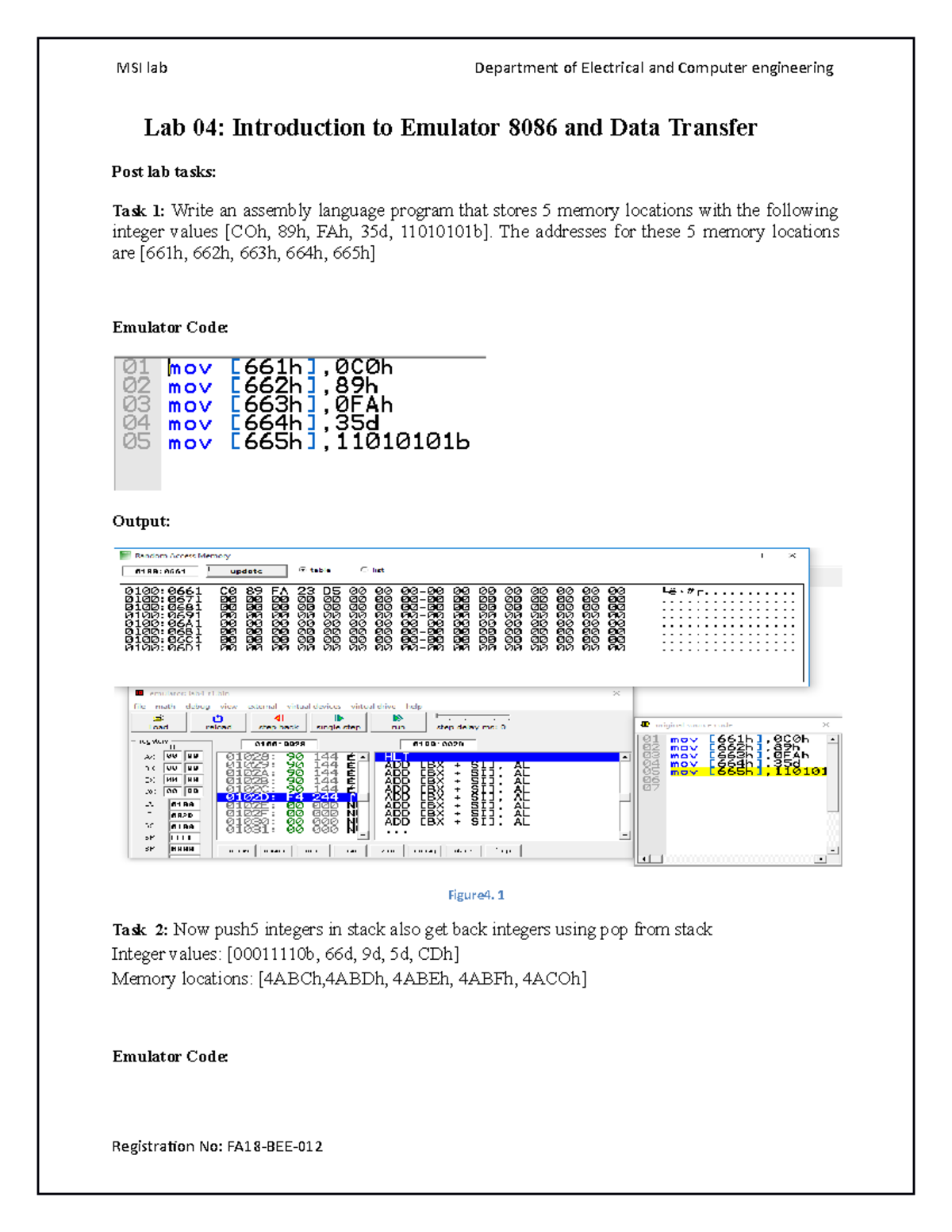 MSI lab 4 - S&S and MSI labs - Lab 04: Introduction to Emulator 8086 ...