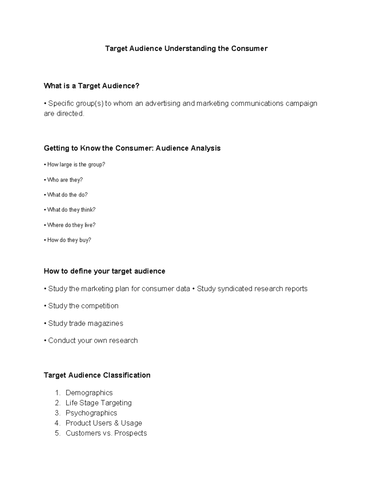 ADV 160 Target Audience - Target Audience Understanding the Consumer ...