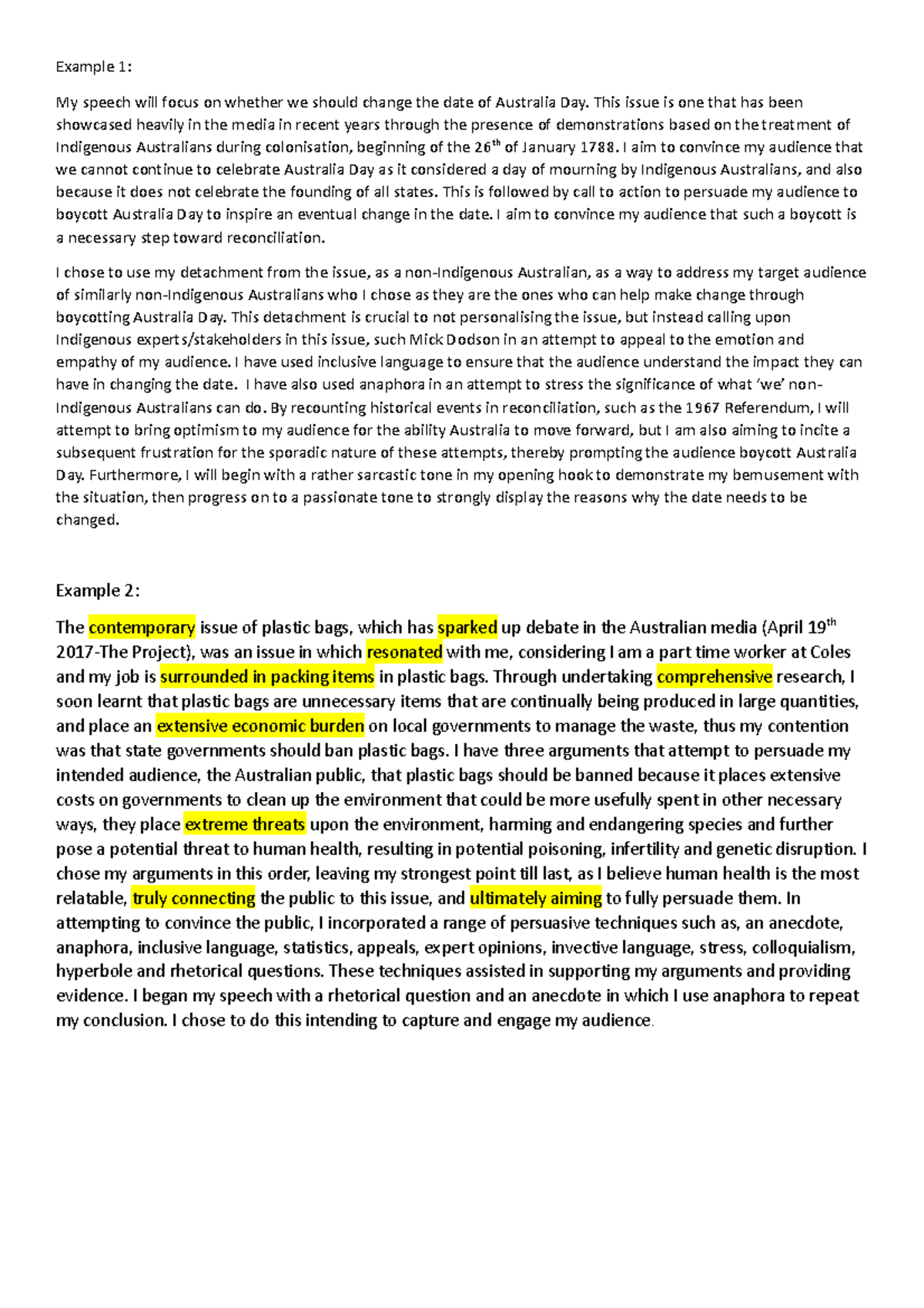 Example So I - Example 1: My speech will focus on whether we should ...