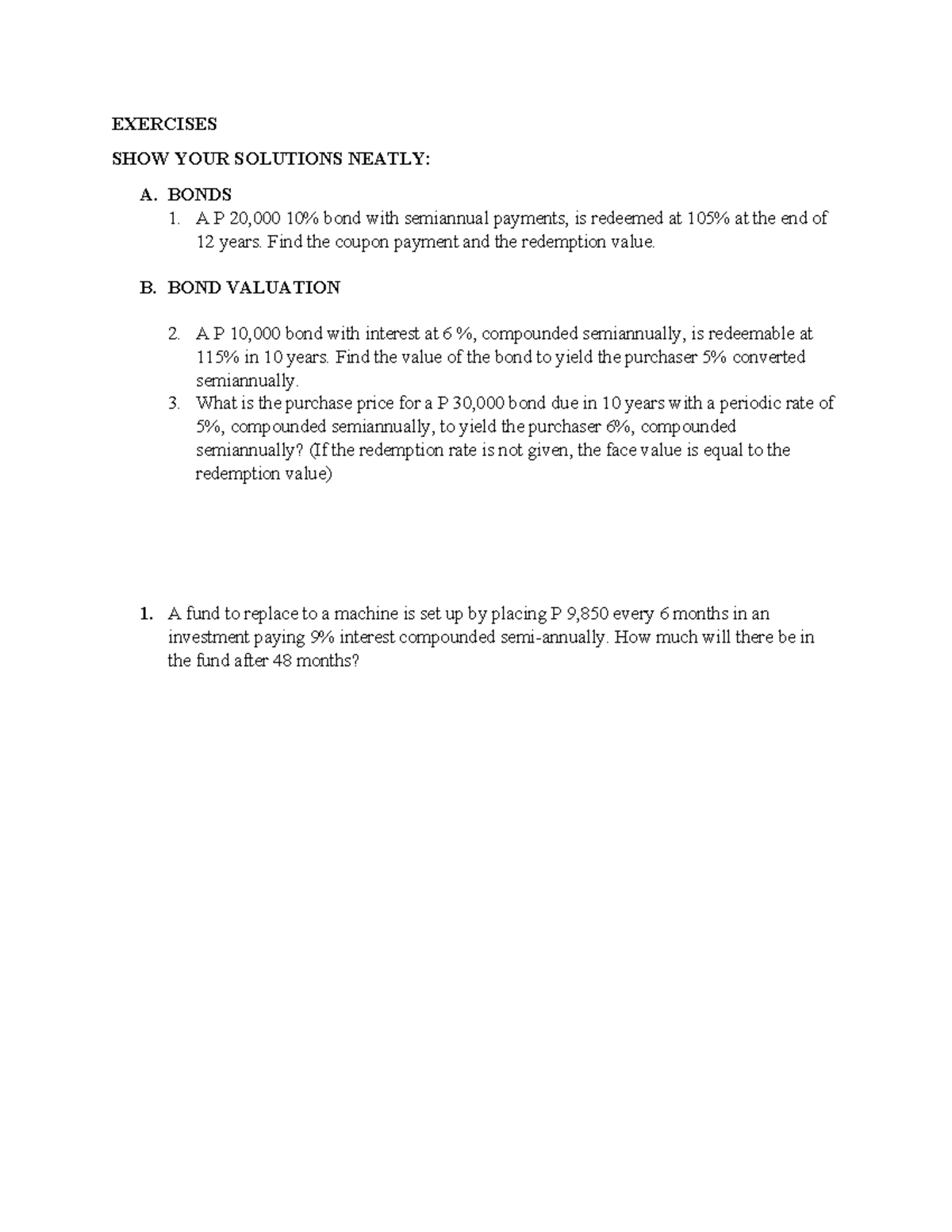 Chapter-5-exercises - Secret - EXERCISES SHOW YOUR SOLUTIONS NEATLY: A ...