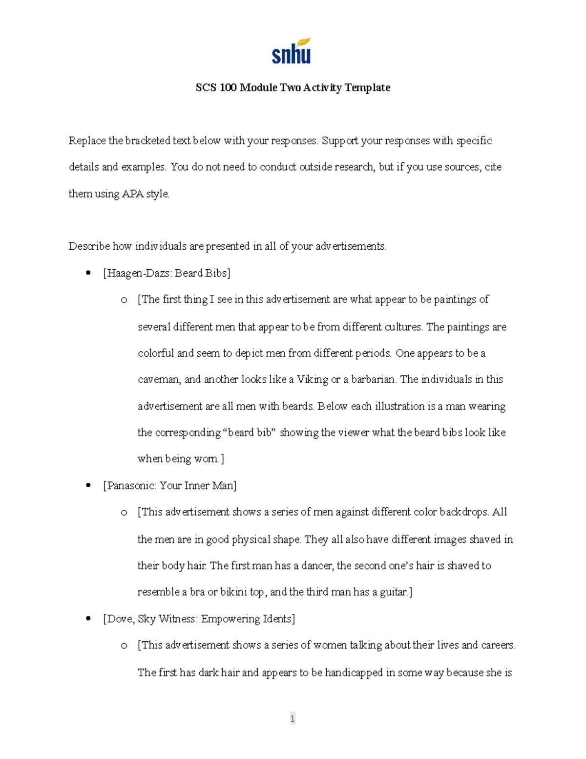 SCS 100 Module Two Activity - Support your responses with specific ...