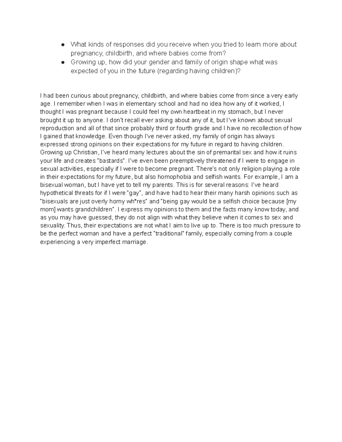 Chapter 12 Reflection - Responses to curiosity about pregnancy ...