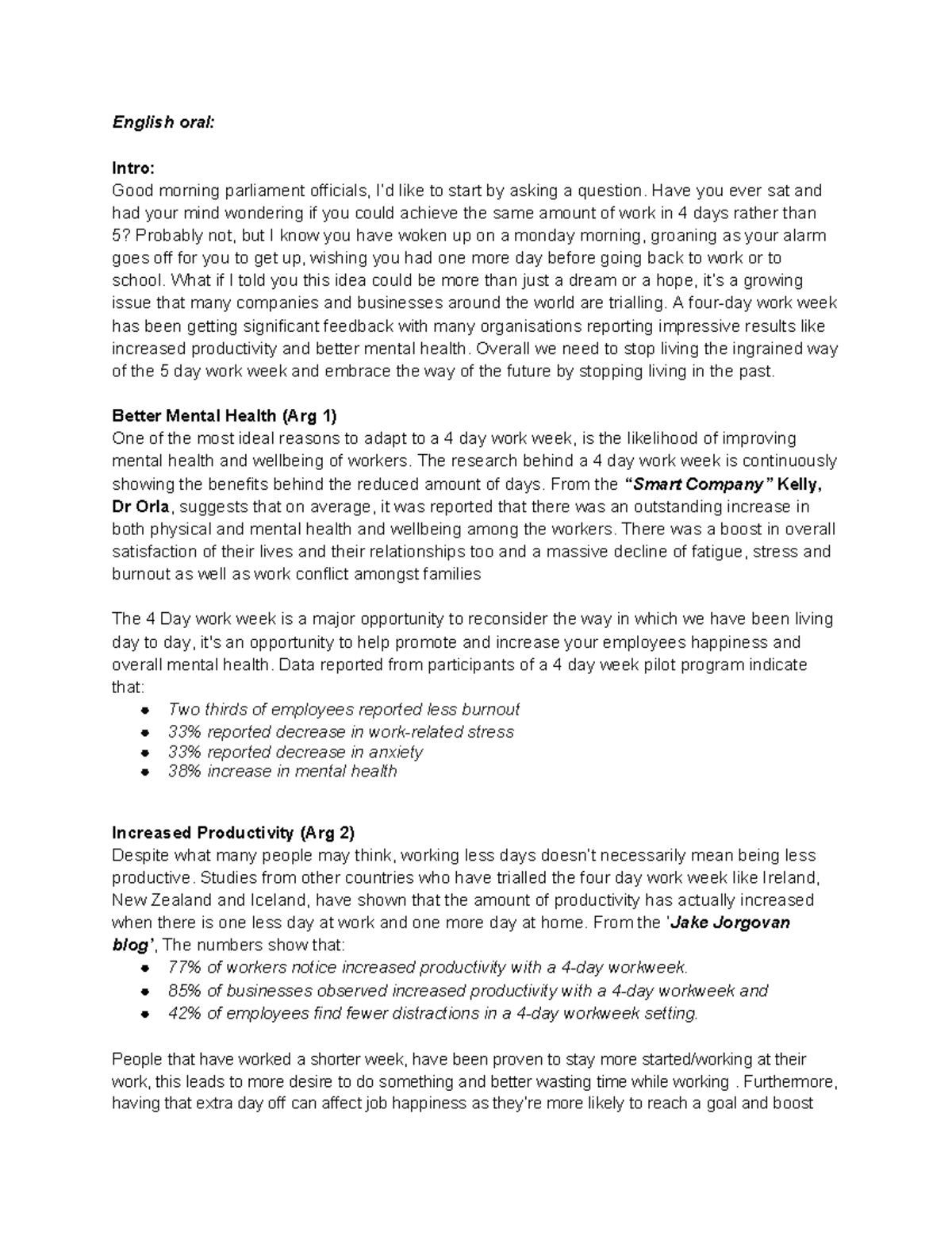 Untitled document - Hurdle Task - English oral: Intro: Good morning ...