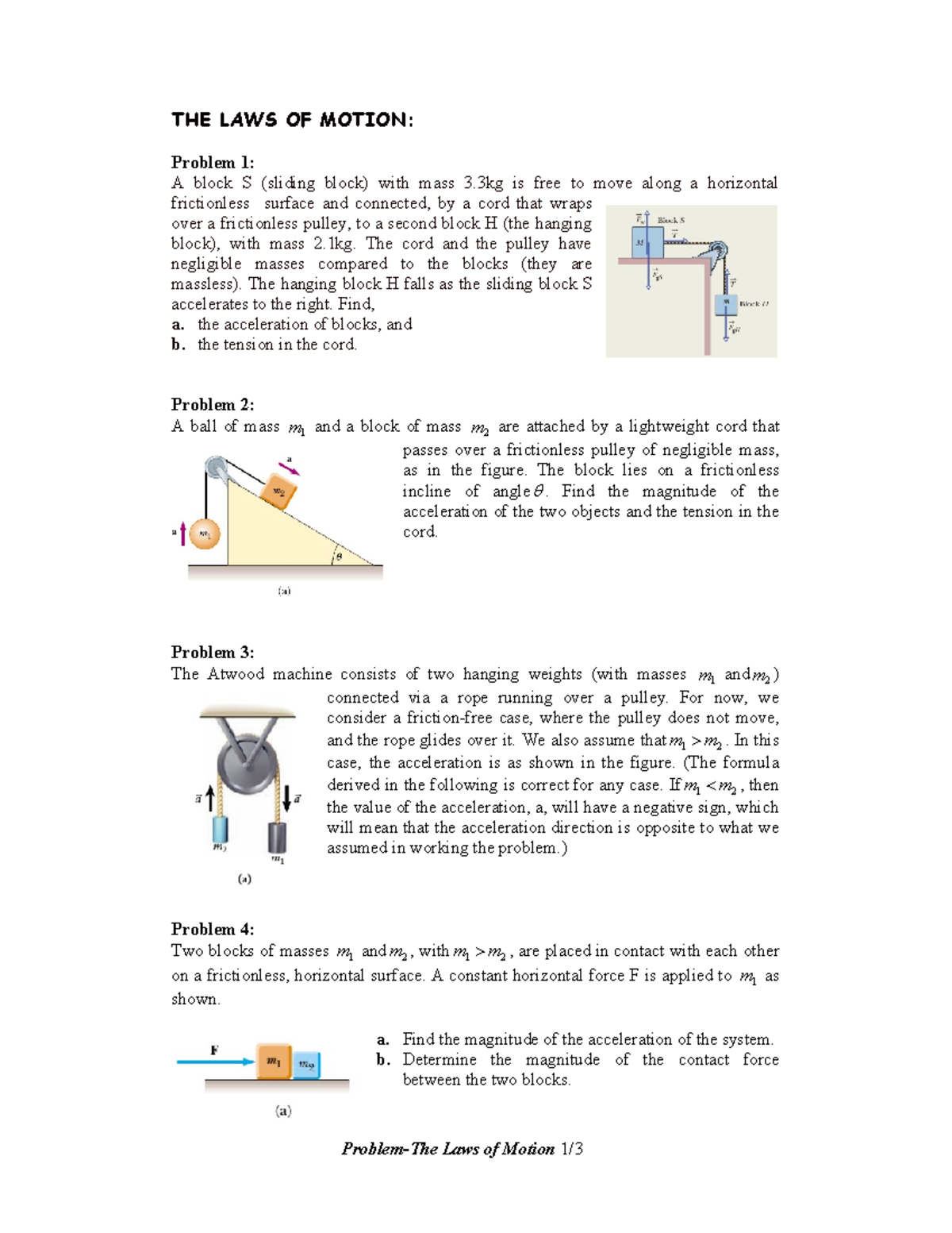 Problem-05-The Laws of Motion - Problem-The Laws of Motion 1/ THE LAWS ...