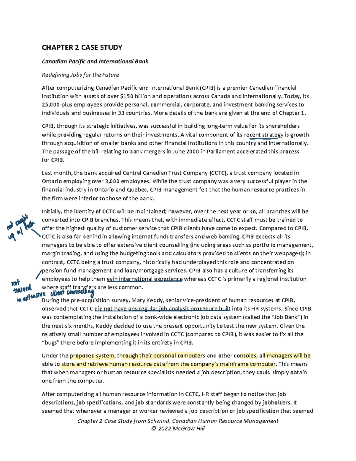 Chapter 2 CASE - case - Chapter 2 Case Study from Schwind, Canadian ...