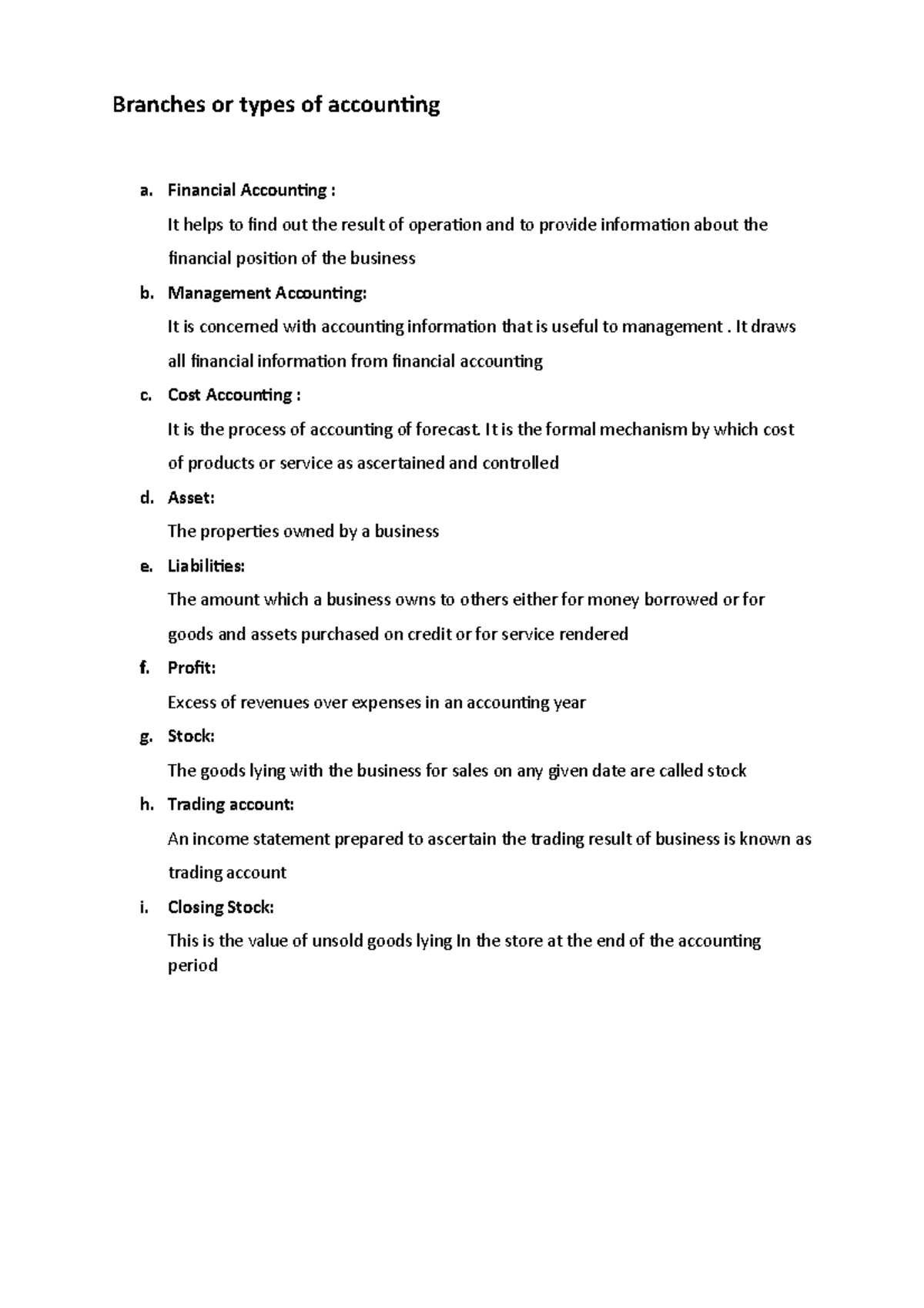 Branches or types of accounting - Financial Accounting : It helps to ...
