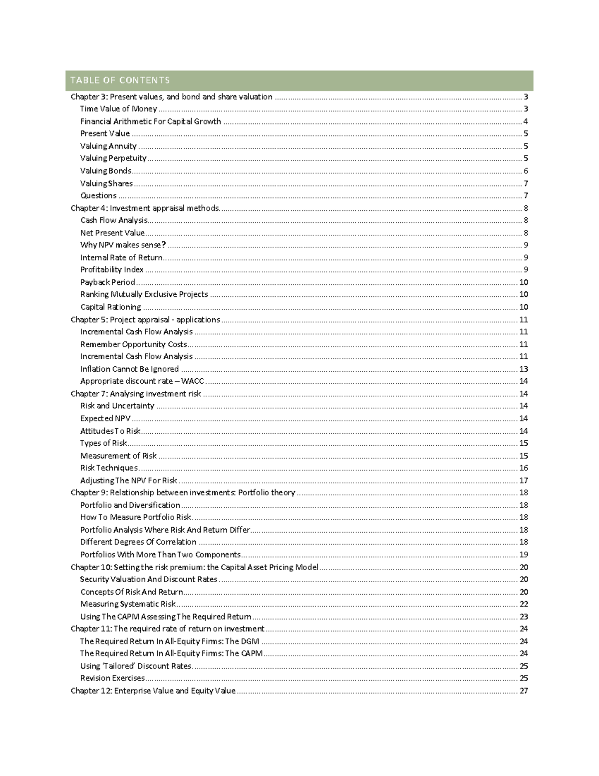 Corporate Finance Summary Warning Tt Undefined Function 32 Warning Tt Undefined Function
