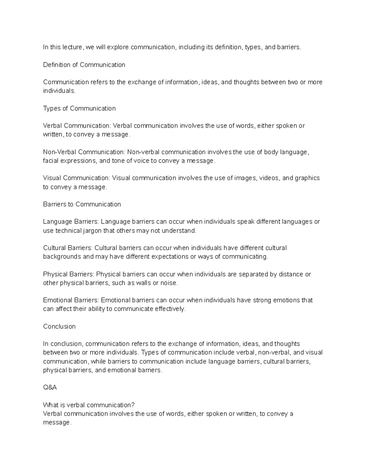 Lecture #16 Communication - In this lecture, we will explore ...