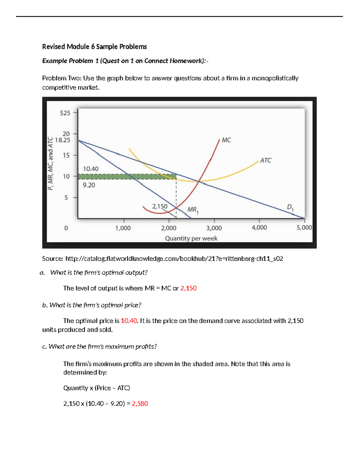 ECO 500Revised Module 6 Sample Problems 1 - Revised Module 6 Sample Problems Example Problem 1 ...