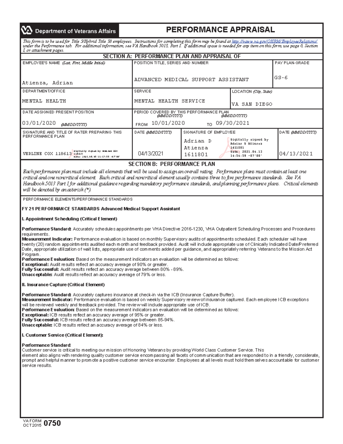 Atienza A DW 11272021-5 - PERFORMANCE APPRAISAL This form is to be used ...