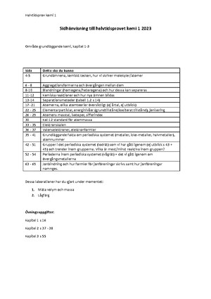 KEMI 1 Sammanfattning - Kemi 1: Sammanfattning Kapitel 1: Materia ...