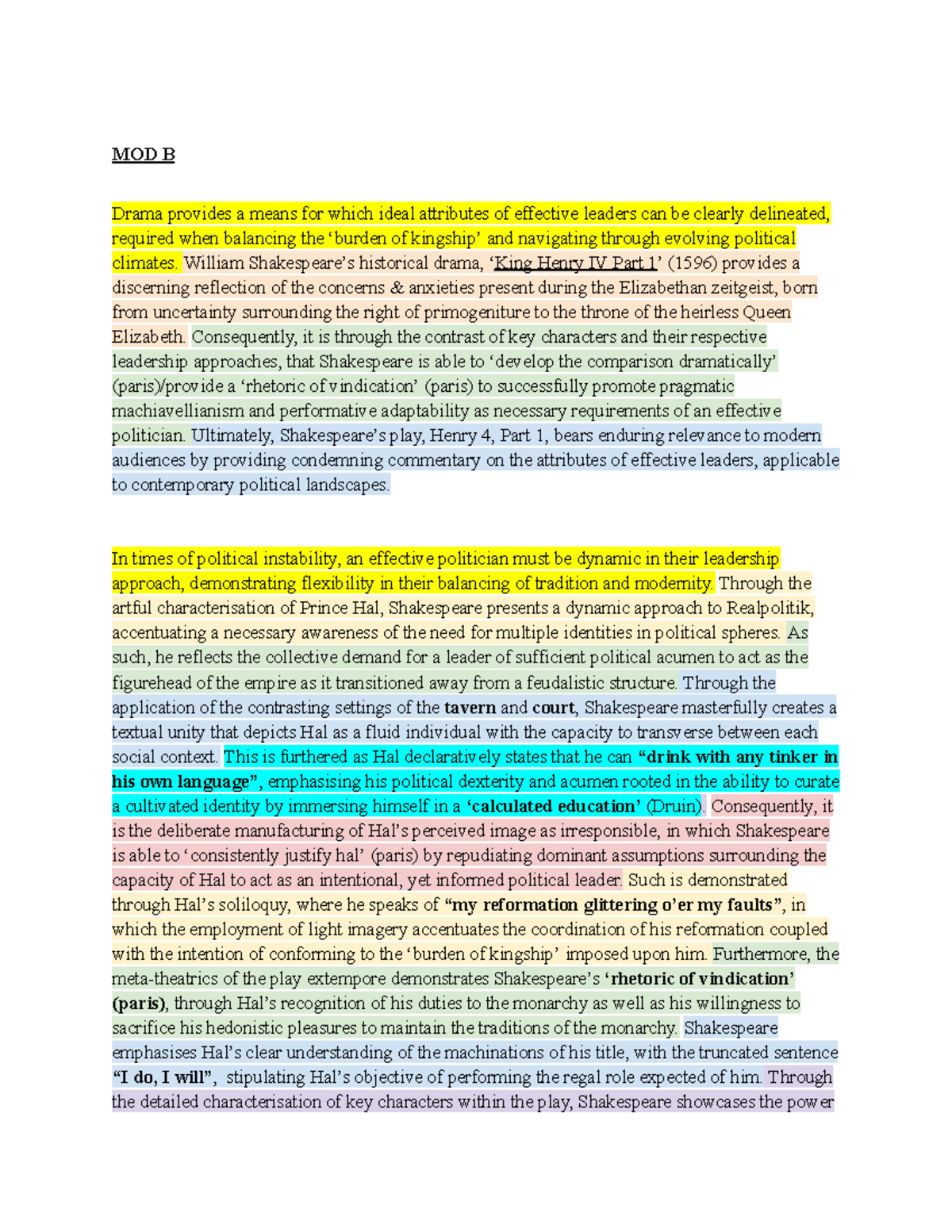 Studoco mod b - 20/20 module B essay on William Shakespeare's 'King ...