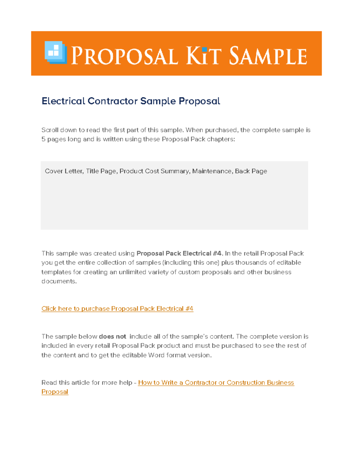 Electrical contractor services business proposal - Electrical ...