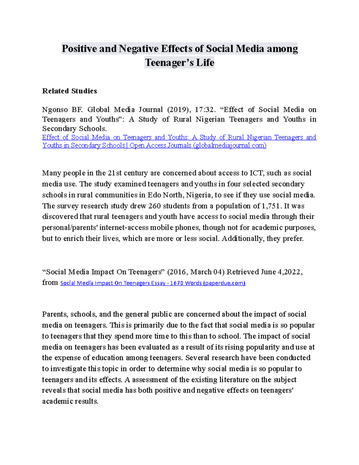 Ading - N/A - Positive and Negative Effects of Social Media among ...