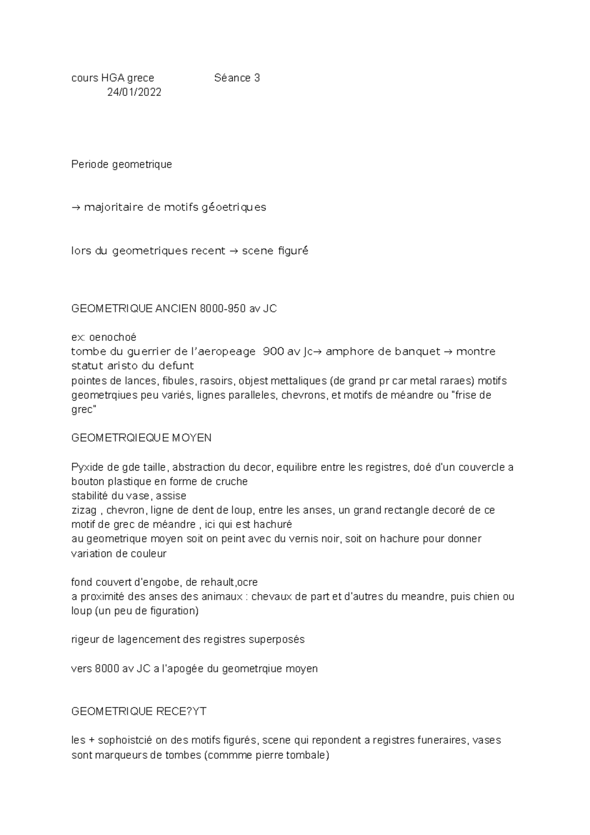 Cours HGA grece Séance 3 24 01 2022 - cours HGA grece Séance 3 24/01 ...