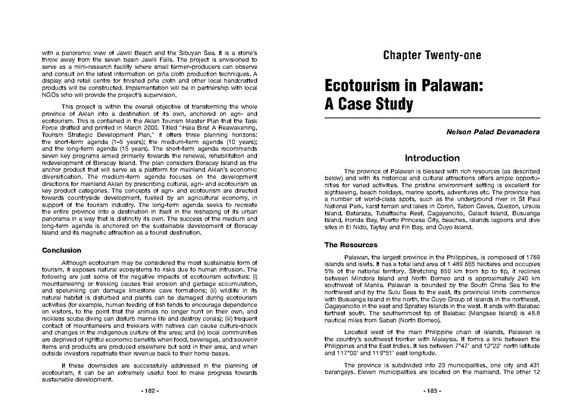 Ecotourism in Palawan A Case Study Nelso - with a panoramic view of ...
