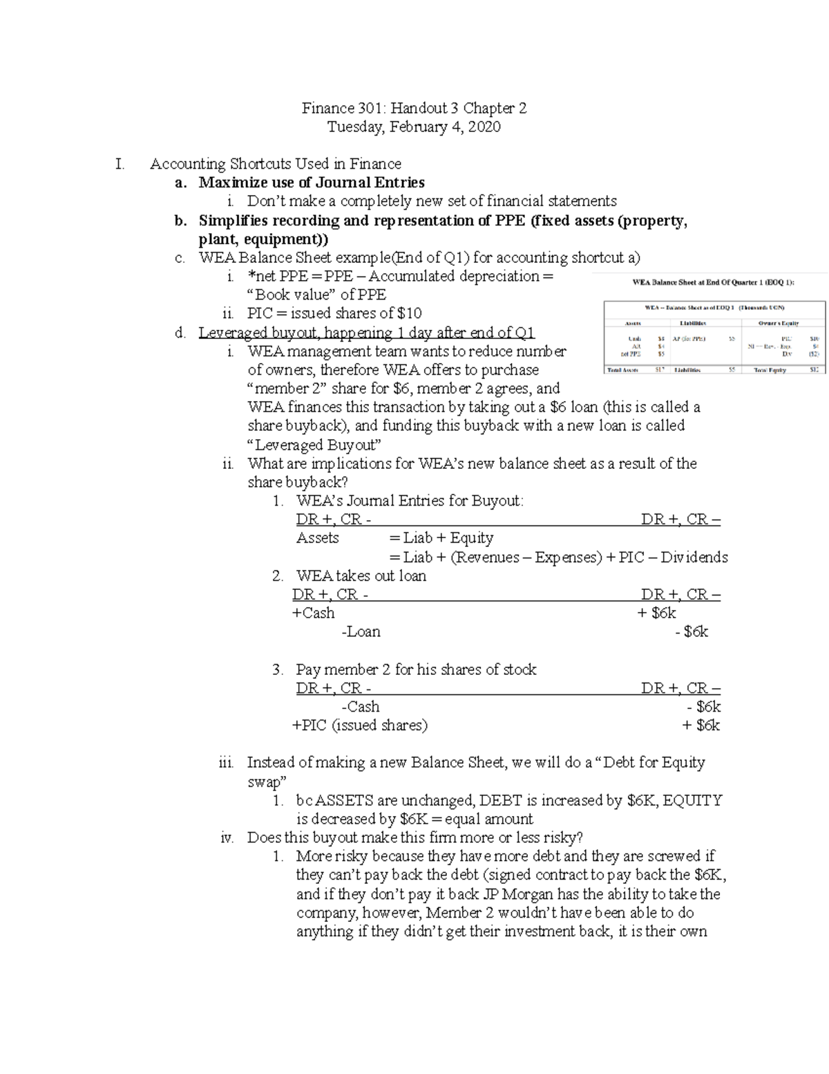 Handout 03 Finance 301 - Prof: Anthony Webster - Finance 301: Handout 3 ...