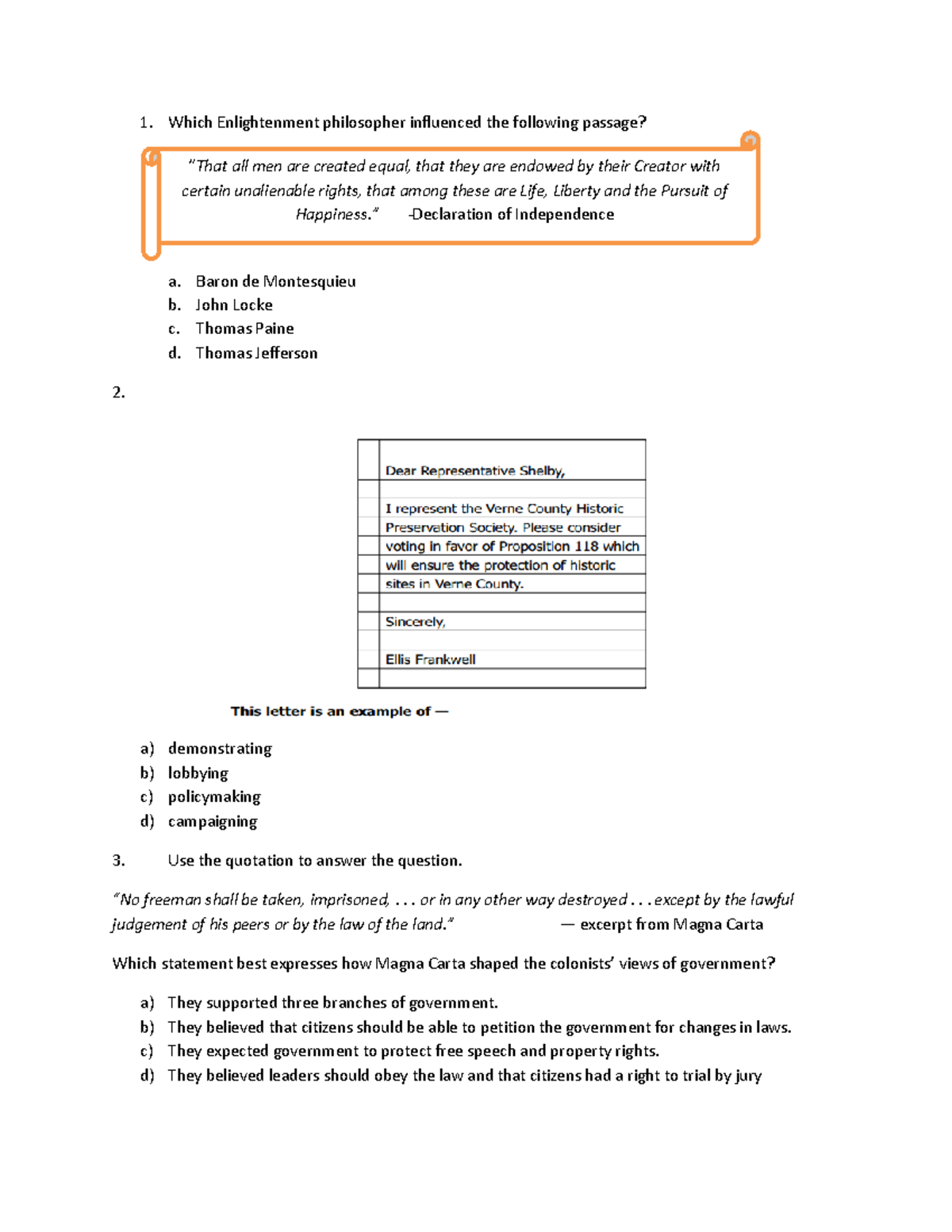 Practice Test 2 PDF - Which Enlightenment philosopher influenced the ...