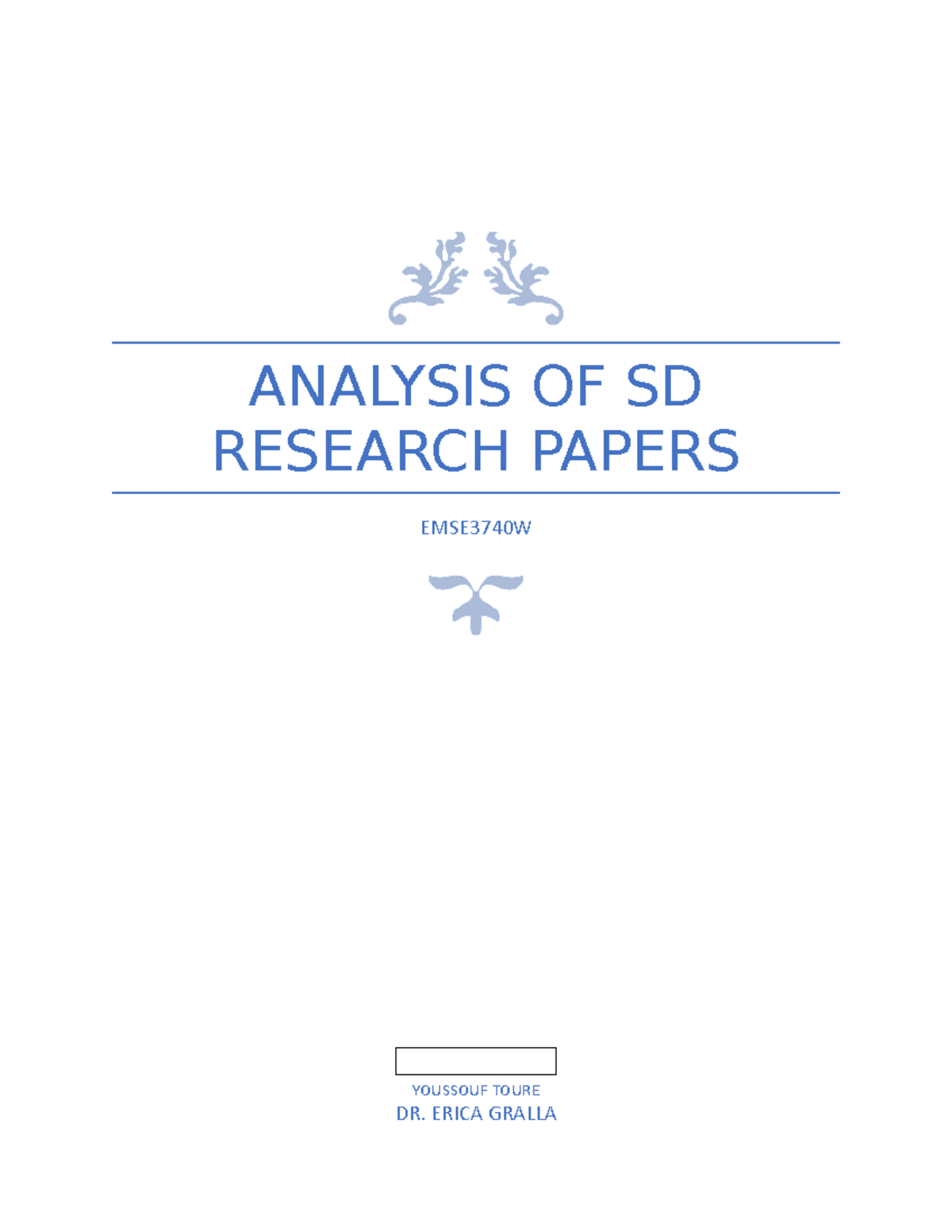 Analysis of SD Research Papers ytoure - ANALYSIS OF SD RESEARCH PAPERS ...