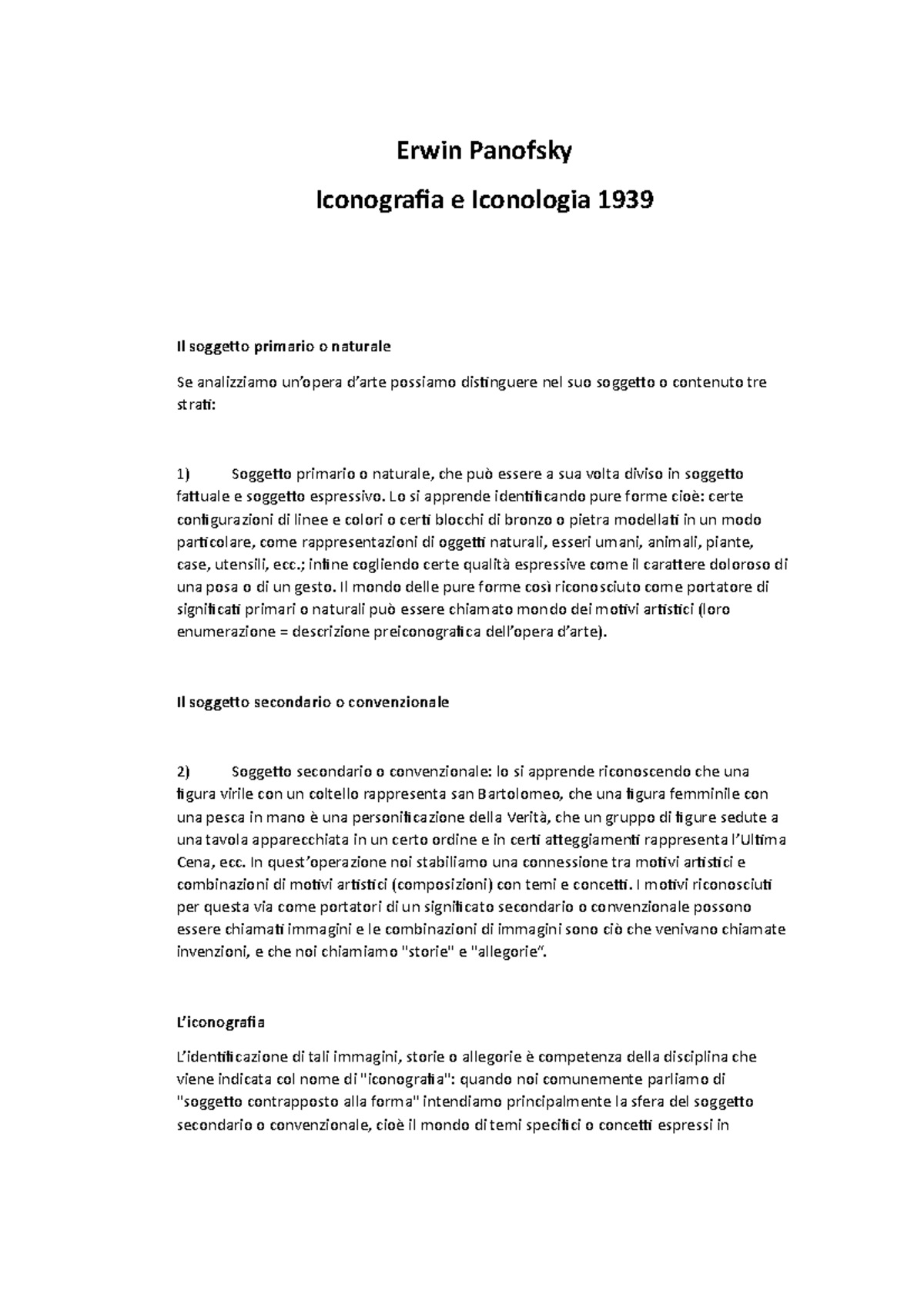 Iconologia panofsky - Erwin Panofsky Iconografia e Iconologia 1939 Il ...