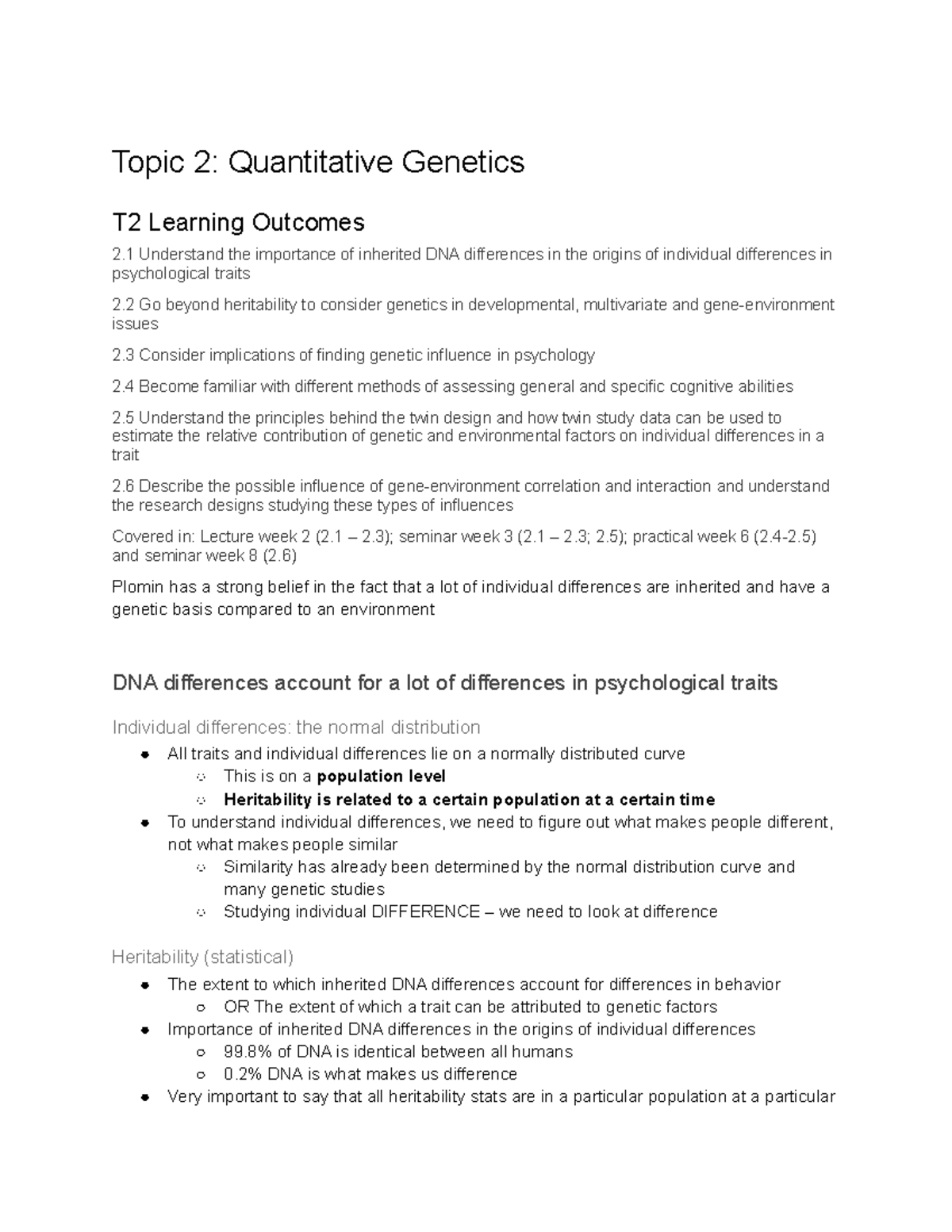 Week 2 - Quantitative Genetics - Topic 2: Quantitative Genetics T2 ...