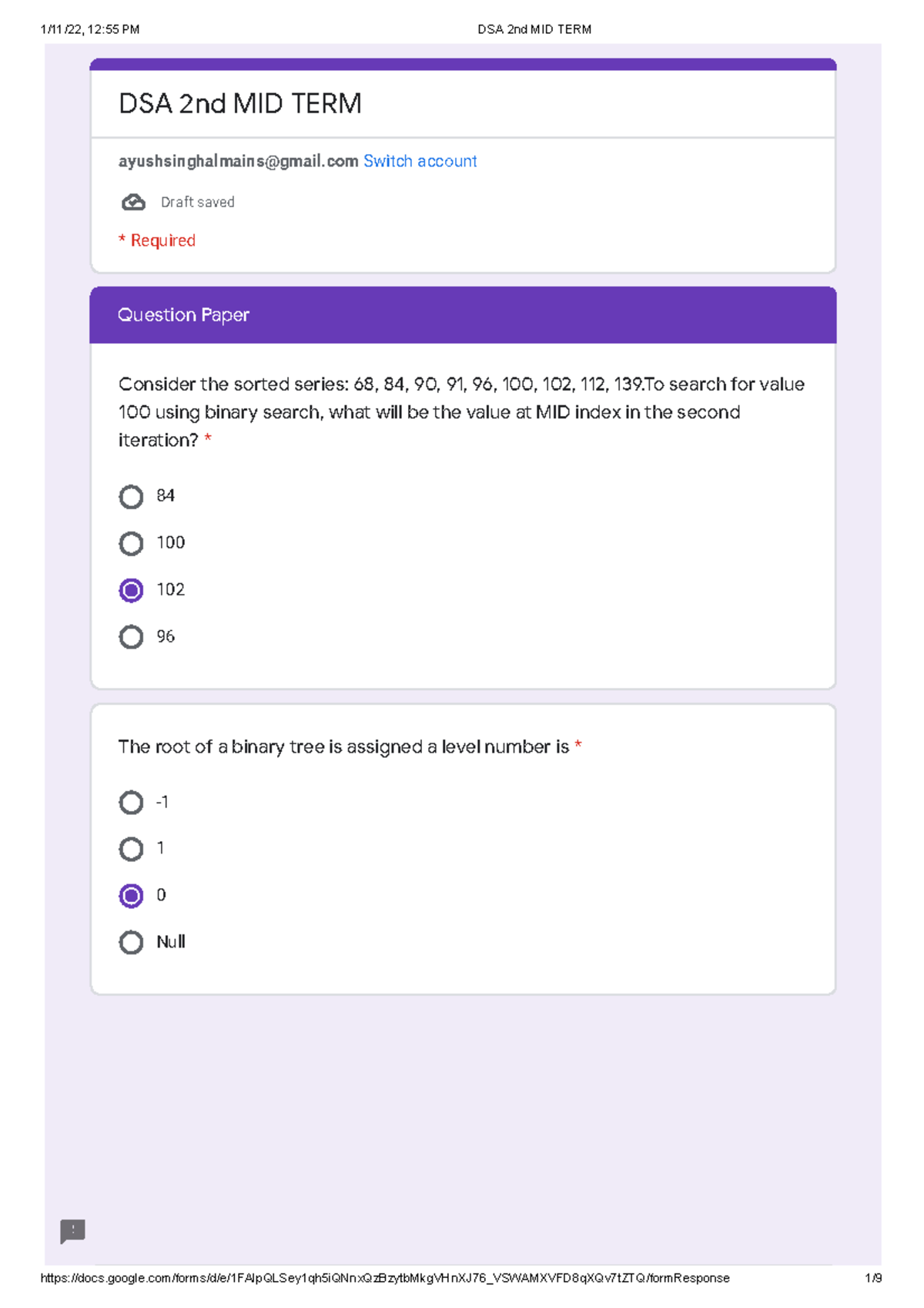 DSA 2nd MID TERM - idk - Question Paper 84 100 102 96 - 1 0 Null DSA 2nd MID TERM - Studocu